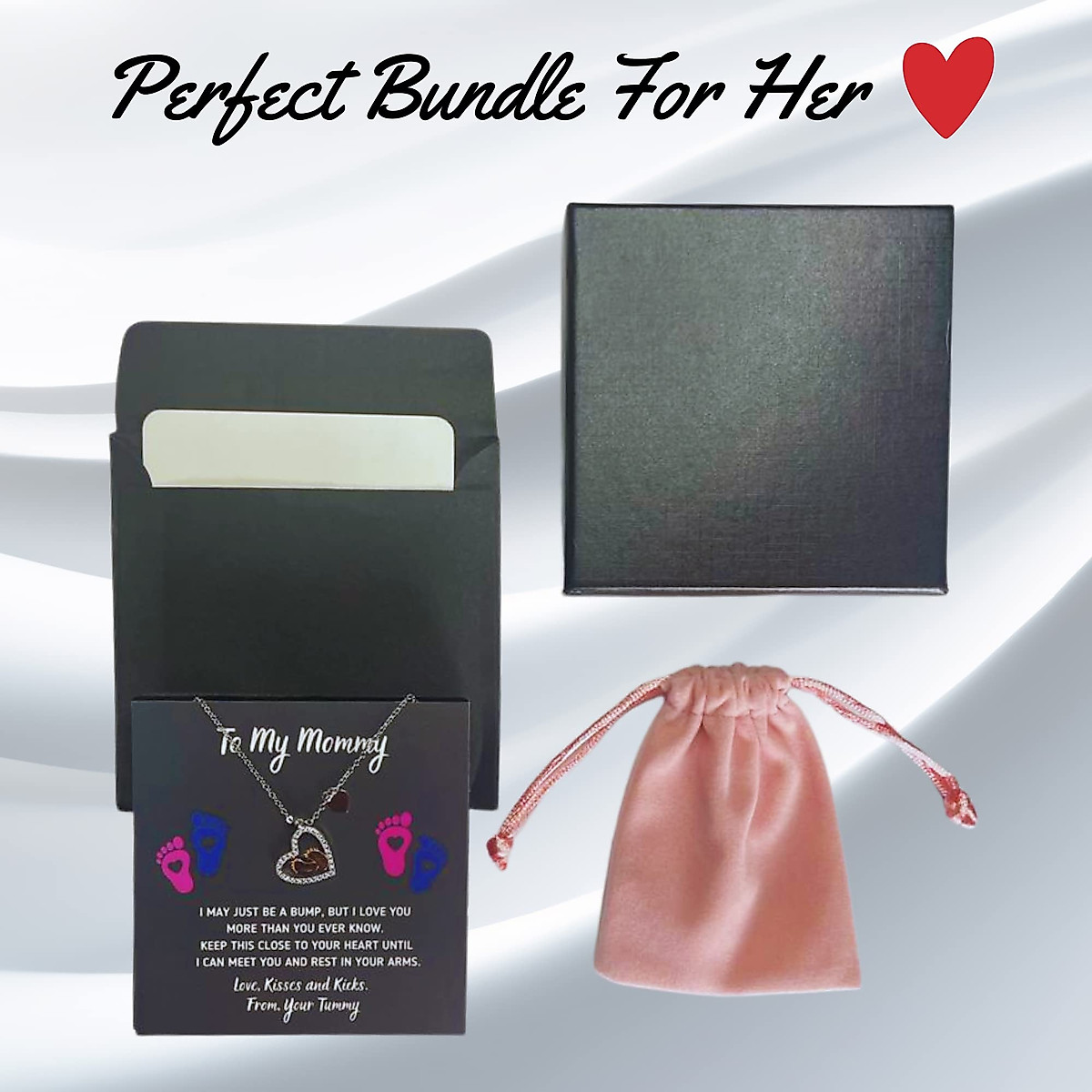 Baby Feet Jewelry Necklace, Mommy To Be Gifts For 1st Time Mom, To My Mommy Necklace Baby Bump, Gifts For Pregnant Women Mom To Be (Standard Box, Baby Feet Necklace)