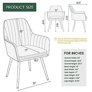 ceedment Modern Living Dining Room Accent Arm Chairs Club Guest with Gold Metal Legs (2, Green)