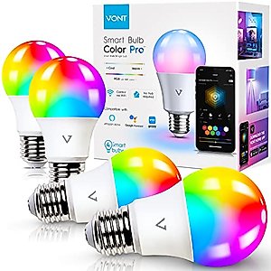 Smart Light Bulbs [4 Pack], WiFi 2.4GHz & Bluetooth 5.0, Compatible w/ Alexa & Google Without Hub, Dimmable, Music Sync, Schedules, Color Changing Bulb RGBCW Smart Bulbs, LED Bulb, A19/E26 9W 810LM