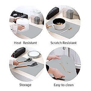 emolife Multipurpose Silicone Counter Mat, Extra Large Silicone Mat for Kitchen Appliance Site on, Countertop Protector, Heat Resistant, Non-Slip, Thick 2mm, 23.6 by 15.7 Inch