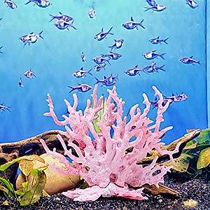 BLLREMIPSUR 2 PCS Aquarium Coral Ornament, Blue Pink Coral Reef Decor, Artificial Plants Fish Tank Decorations