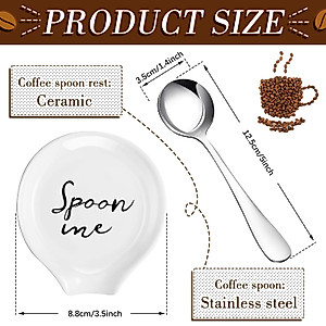 4 Pieces Coffee Spoon Rest and Spoon Small Teaspoon Holder Ceramic Coffee Spoon Holder Rests for Coffee Station Decor Stove Top Countertop Kitchen Accessories Nice Present for Coffee Lovers