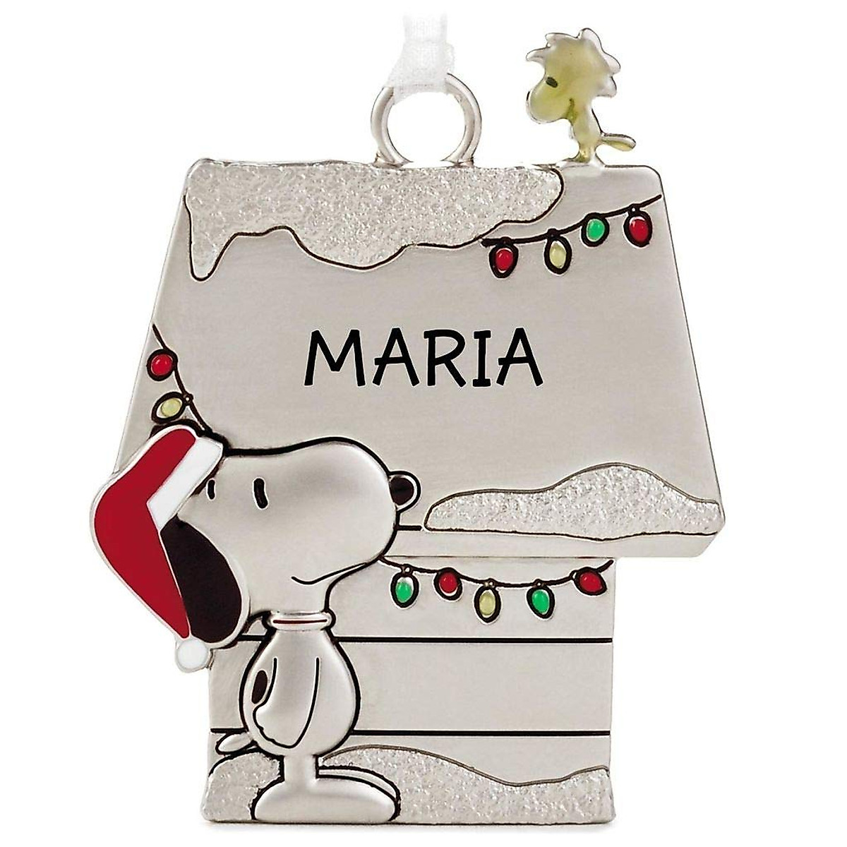 Hallmark Maria Peanuts Snoopy and Woodstock Charmers Metal Christmas Ornament