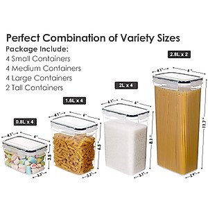 CHEFSTORY Airtight Food Storage Containers Set, 14 PCS Kitchen Storage Containers with Lids for Flour, Sugar and Cereal, Plastic Dry Food Canisters for Pantry Organization and Storage