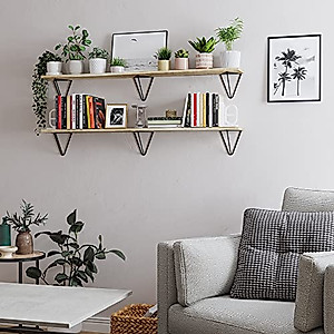 Wallniture Colmar 48" Rustic Floating Shelves for Living Room Decor, Wall Bookshelf, Floating Shelf for Kitchen, Wall Mounted Shelves for Office, Wall Shelves for Bedroom Decor, Burnt Set of 2