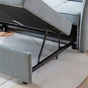 COULDWILL Convertible Sleeper Sofa Bed 3 in 1 Loveseat Couch Linen Small Sofa with Pull-Out Bed, Adjustable Backrest and Side Pockets for Living Room, Bedroom, Studio(Grey)