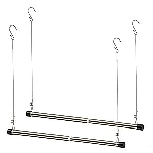 Double Closet Rods for Hanging Clothes, 15 to 39 Inch Adjustable Hanging Closet Bar - Heavy Duty Closet Poles Extender for Wardrobe Storage, Silver