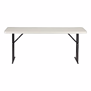 Norwood Commercial Furniture 6' Indoor/Outdoor Folding Training Table, Rectangular Blow-Molded Plastic Folding Training and Event Table, Gray