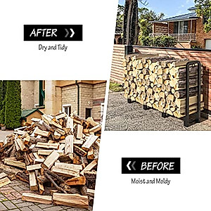 SunyesYo Firewood Rack Outdoor 4ft with Waterproof Cover - Heavy Duty Log Rack Indoor Holder, Upgraded Adjustable Fire Wood Racks, Storage Organizer Stand Tool for Fireplace, Black