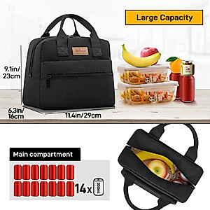 HOMESPON Insulated Lunch Bag Lunch Box Cooler Tote Box Cooler Bag Lunch Container for Women/Men/Work/Picnic,Large black