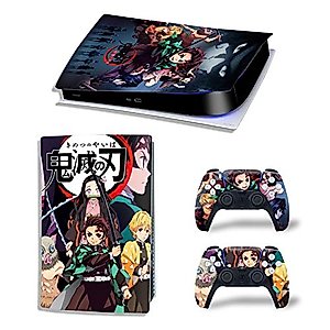 PS5 Console and DualSense Controller Skin Vinyl Sticker Decal Cover, Suitable for Playstation 5 Digital Edition Console and Controller, Durable, Scratch-Resistant, Disk Version (Demon Slayer[7620])