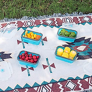 Annaklin Collapsible Food Storage Containers with Lids & Vent, 27 oz, Kitchen Stacking Silicone Collapsible Meal Prep Container Set for Leftover, Microwave Freezer Dishwasher Safe, Mint Green, 4 Pack