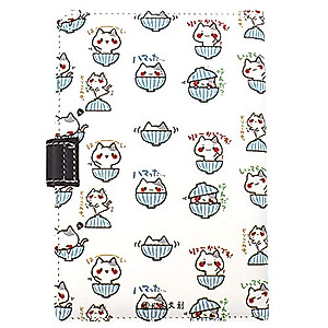 Cute Cat Notebook Japanese Sketchbook PU Leather Cover Diary Travel Notebook(04714white)
