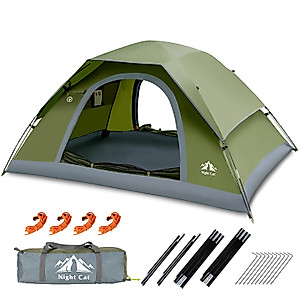 Night Cat Camping Tents 1 2 3 4 Persons with Unique Rainfly Backpacking Tent Easy Clip Setup Double Layers 2 Doors Waterproof Lightweight,Single-Size