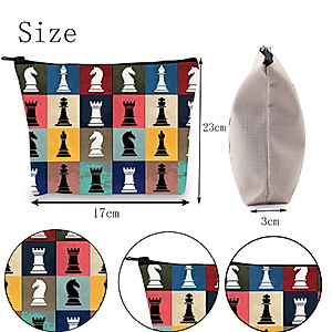 POFULL Chess Gift Funny Gift For Chess Players Chess Master Gift Chess Pieces Board Game Lover Cosmetic Bag (chess bag)