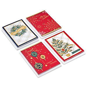Hallmark Image Arts Boxed Christmas Cards Assortment, Classic Plaid (4 Designs, 24 Cards with Envelopes)