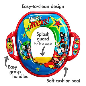 The First Years Disney Mickey Mouse Soft Potty Seat - Cushioned Toddler Toilet Seat Attachment - Toddler Potty Training Toilet Seat with Handles - Ages 18 Months and Up