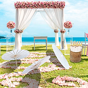 16 Pieces 33 Inches White Paper Umbrellas Parasol Paper Umbrella Chinese Japanese Oiled Paper Umbrella Decorative DIY Painting Oiled Paper Parasol Umbrella for Wedding Bridal Party Decor Photo Props