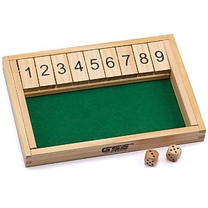 Wooden 9# Shut The Box Game - Mini Travel Set - Simple funny Family, party board game