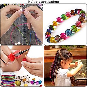 Dreamtop 1mm Stretchy Bracelet String, 100 Meters Rainbow Bead String Elastic String for Bracelet, Pony Bead String Elastic Cord for Jewelry Bracelet Making, Necklace String and Crafts, 109 Yard