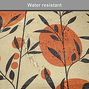 Lunarable Nature Chair Seating Cushion Set of 4, Floral Flower Ivy with Leaves Botanical Forest Trees and Circled Backdrop, Anti-Slip Seat Padding for Kitchen & Patio, 16"x16", Orange Black Cream