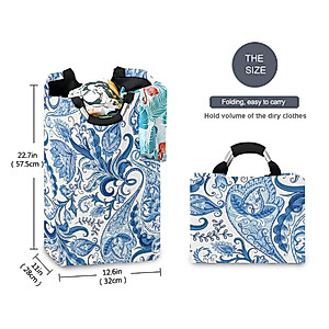 QwThum Laundry Basket Laundry Hamper Large Collapsible Bag Waterproof Clothes Basket Laundry with Handle Upright Well Dirty Holder for Clothes Toys in Bedroom Dorm Nursery