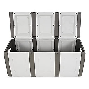 Homeplast Bold Indoor Outdoor Plastic Storage Trunk Resin Deck Box for Storing Pillows, Patio Cushions, and Firewood, 79 Gallon Capacity, Gray/Anthracite