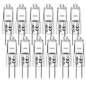G4 Halogen Bulb T3 10 Watt 120lm G4 Bi-Pin Bulb AC/DC12 Volt for Under Cabinet Puck Light, Chandeliers, Track Lighting,10W 12V Warm White 2700K (12 Pack)