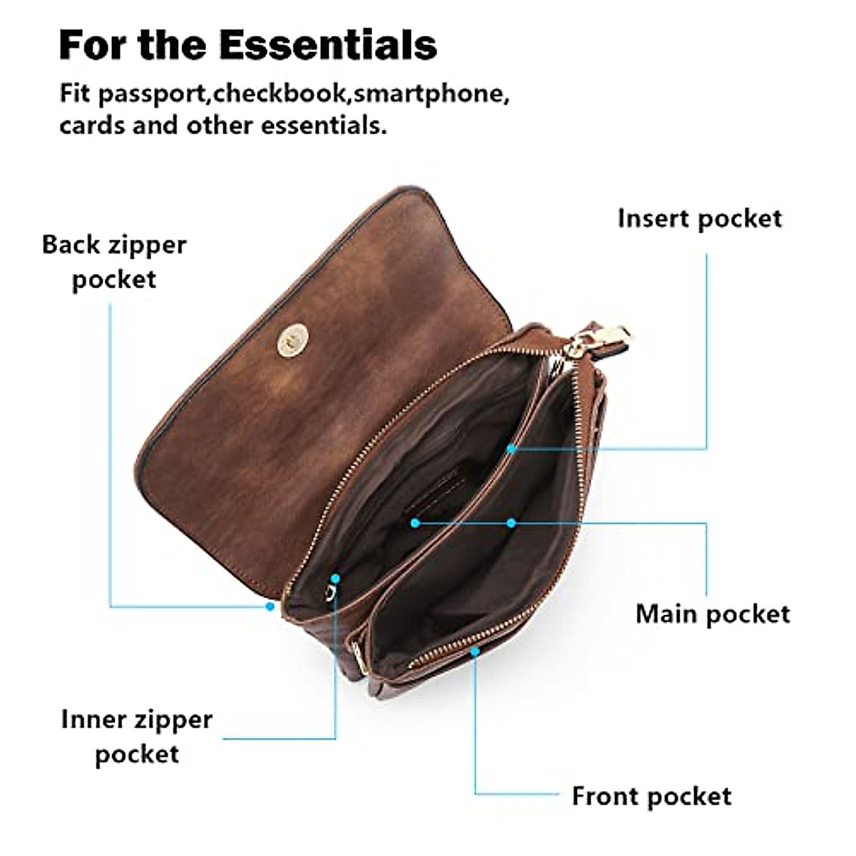 CHOLISS Leather Small Crossbody Bags for Women Designer Cell Phone Bag Wallet Purses Adjustable Strap