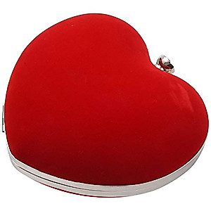 shyness Heart Diamonds Women Bags Chain Shoulder Purse Day Clutches Bags For Party Wedding(Red)