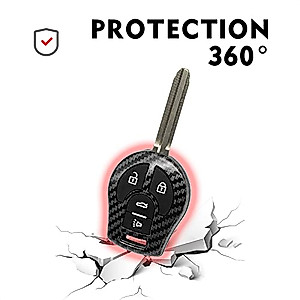 HUWANDJ Smart Key Fob Case Cover Compatible with Infiniti FX Series G35 Q45 QX56 Nissan 350Z Altima Armada Cube Juke Maxima NV Quest Rogue SENTRA 2 3 4 Button Keyless Entry Carbon Fiber Pattern Black