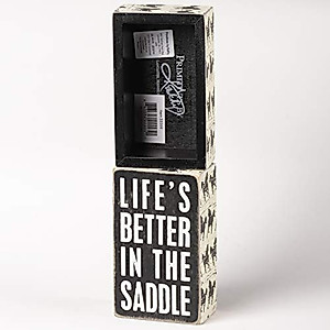 Primitives by Kathy 22205 Horse-Print Trimmed Box Sign, 3 x 5-Inches, Life's Better in The Saddle