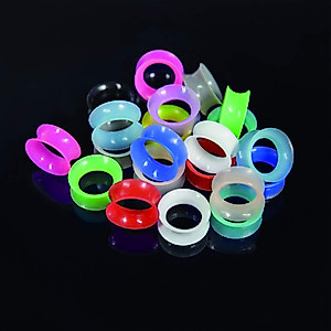 TOPBRIGHT 12 Pairs Ultra Thin Soft Silicone Ear Tunnels, Silicone Ear Skins Gauges and Plugs for Piercing
