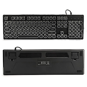 Junlucki Mechanical Gaming Keyboard, 104 Keys Retro Wired Ergonomic Round Key Keyboard Illuminated Click with Mixed Light Tenkeyless for DesktopLaptopComputers(Black)
