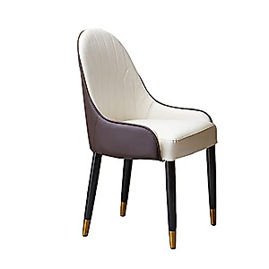 Set of 2 Dining Chairs - Ergonomic PU-Leather Chairs with Solid Wood Metal Legs & Backrest, Morden Desk Chair for Living Room, Dining Room (Brown)