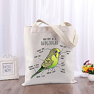 TIIMG Budgie Lover Gift Budgie Mom Gift Parakeet Pet Bird Lover Gift Anatomy of Budgerigar Tote Bag (ANATOMY OF)