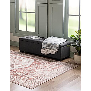 Unique Loom Oxford Collection Area Rug - Sheldonian (10' x 14' Rectangle, Pink/Ivory)