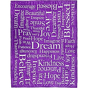 Inspiring Messages (Purple) Super Plush Blanket - 50x60 Soft Throw Blanket - Perfect for Cuddle Season & Holiday Gifts!