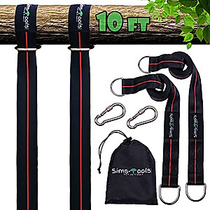 Tree Swing Straps Hanging Kit - Two 10ft Extra Long Heavy Duty 2200lbs and Two Safe Lock Snap Carabiner - Perfect for Any Types of Swing - Fast and Easy Installation