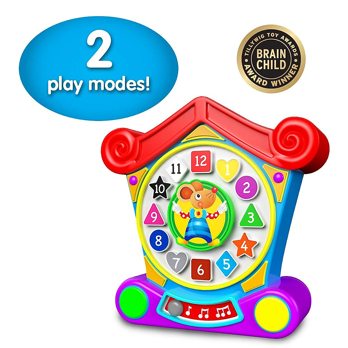 The Learning Journey: Early Learning Hickory Dickory Clock - Three Play Modes to Teach Colors, Numbers, & Shapes with Melodies - for Ages 18+ Months includes Music Player