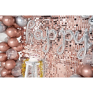 Kate Square Rose Gold Sequin Panels for Shimmer Wall Backdrop Decoration Birthday Wall (Pack of 12)