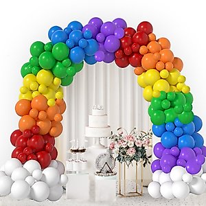 164pcs Rainbow Balloons for Balloon arch，Rainbow Balloons Different Sizes with 7 Assorted Colorful Balloons Pack for Birthday Party Baby Shower Anniversary Festival Arch Garland Decoration