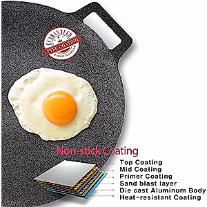 Kitchen Art Korean Hangil BBQ Grill Non-stick Grill/Natural Material 6 Layer Coating/[Made In Korea]Circular size 13 inches,15.3 inches[Bag included] Can be used for both home and outdoor stoves.