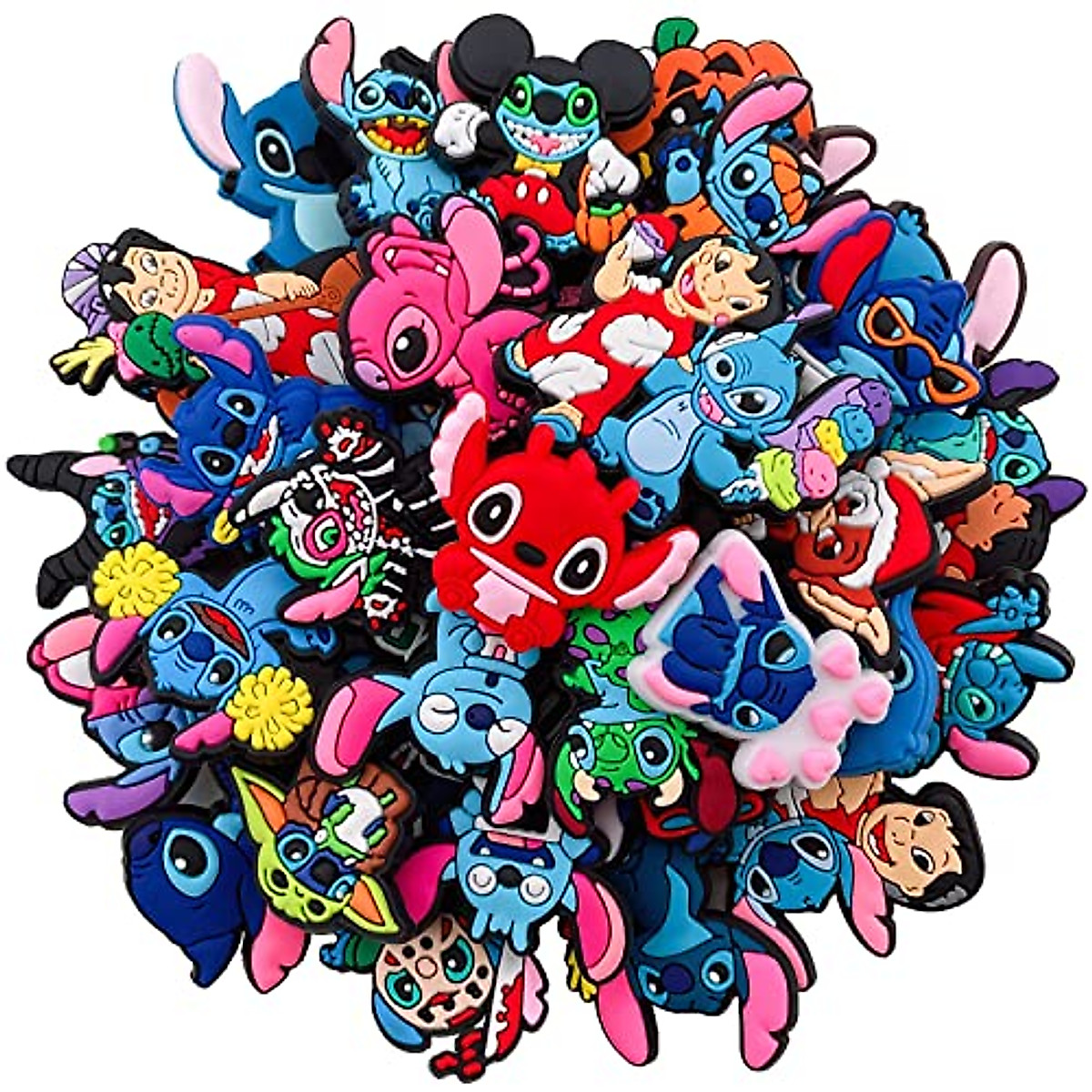 40 Pack for Croc Shoe Charms for Stitch Girls Boys Kids for Lilo, Blue Stick Shoe Charms for Party Gifts, Cute Cartoon Shoe Pines Para Charms for Bracelet Wristband.