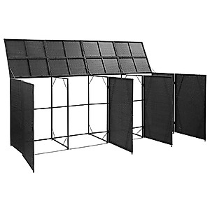 Quadruple Wheelie Bin Shed,Garbage Bin Shed,Outdoor Garden Patio Storage Shed,for Garbage Cans,Bin Shed for Patio Backyard Garden Black 120.1"x30.7"x47.2" Poly Rattan