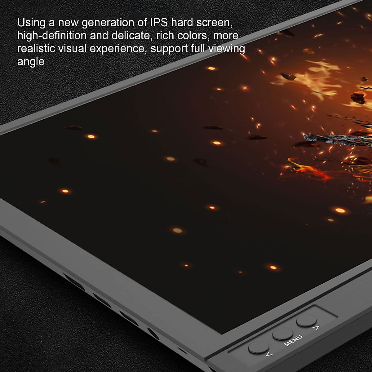 Touchscreen Monitor, HDR Technology Split Screen Processing Dual Speakers Portable Monitor HD 15.6in Screen with Leather Case for Laptop PC Phone(Black)