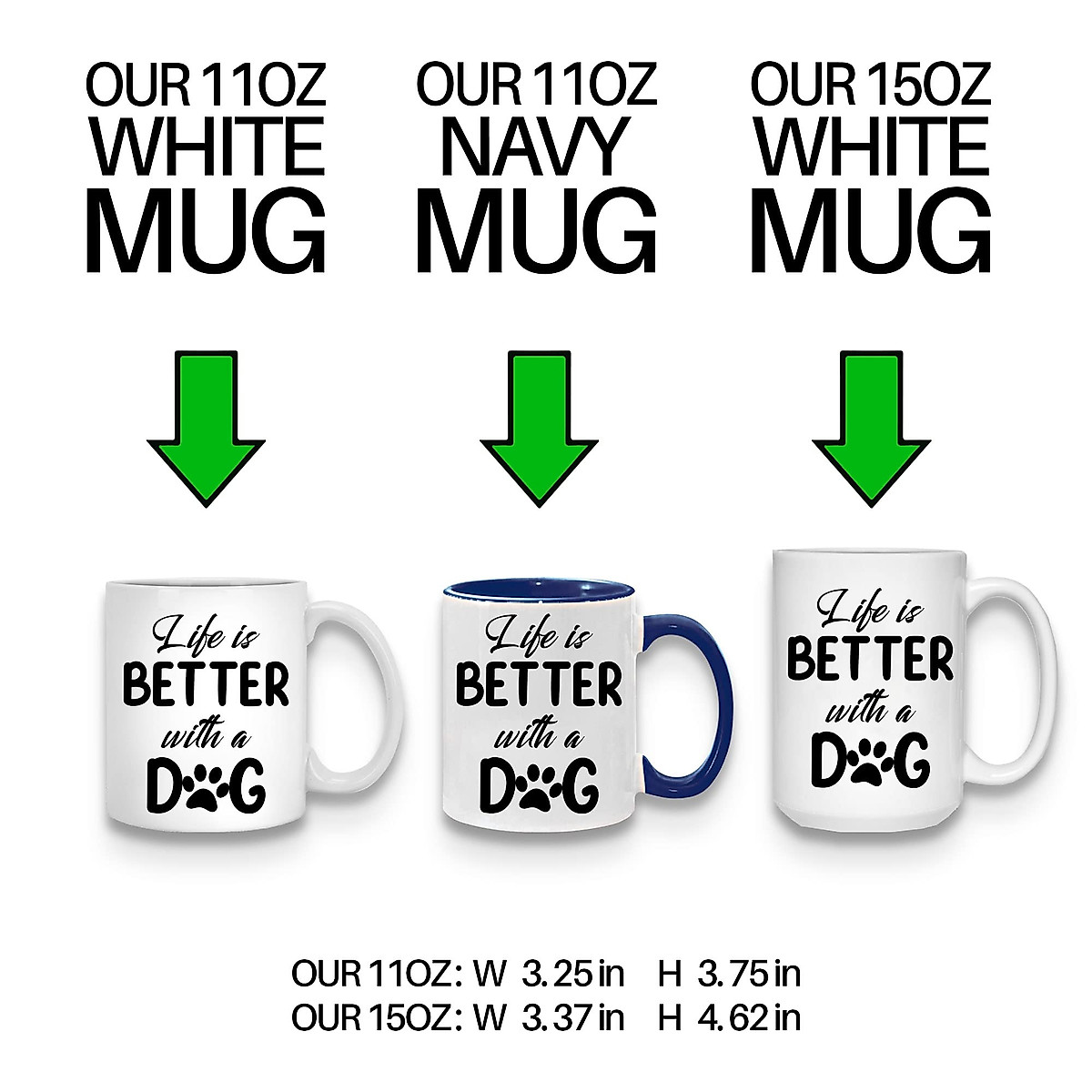 WHIDOBE Personalized Dog Mug - Life is Better with a Dog (Girl - Dog) - 11oz, 15oz Custom Dog Coffee Mug for Dog Lover, Two-tone Dog Mom Mug for Women - Personalized Dog Gifts for Dog Lovers