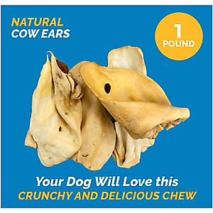 123 Treats Cow Ears for Dogs (1 Pound - Golden) - 100% Natural Made Premium Chews for Your Dog Bulk Beef Treats no Added additives