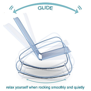 Sophia & William Outdoor Patio Rocking Chair Padded Steel Rocker Chairs Support 300lbs, Blue