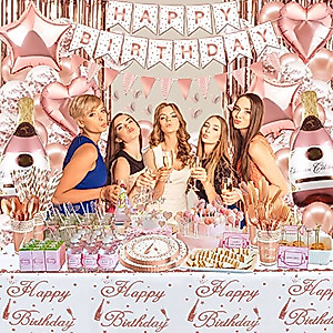 265 PCS White Rose Gold Party Supplies Rose Gold & White Party Decorations Girls Birthday Decorations Dinnerware Set Rose Gold Birthday Plates Cup Napkin Banner Tablecloth Balloon garland kit Serve 20